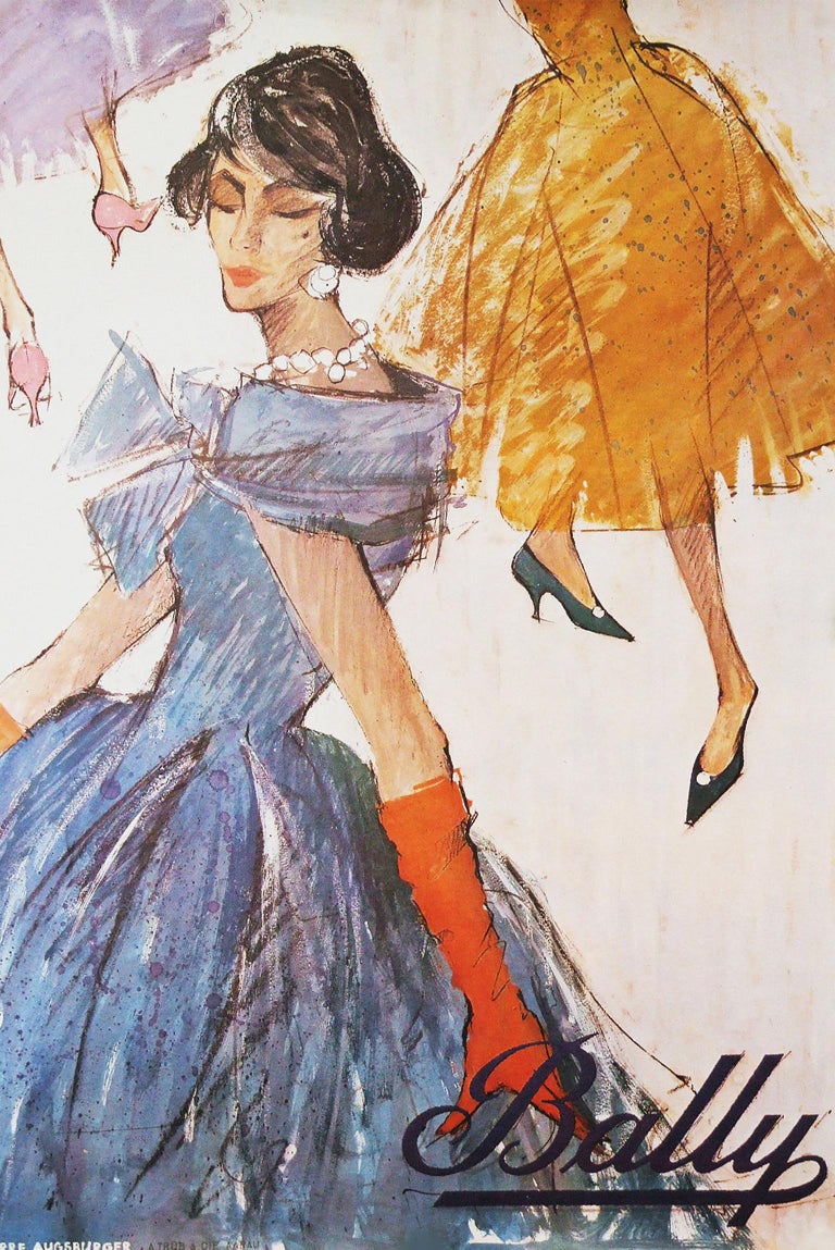 Original 1950s Bally Shoes Advertising Poster Fashion For Sale at ...