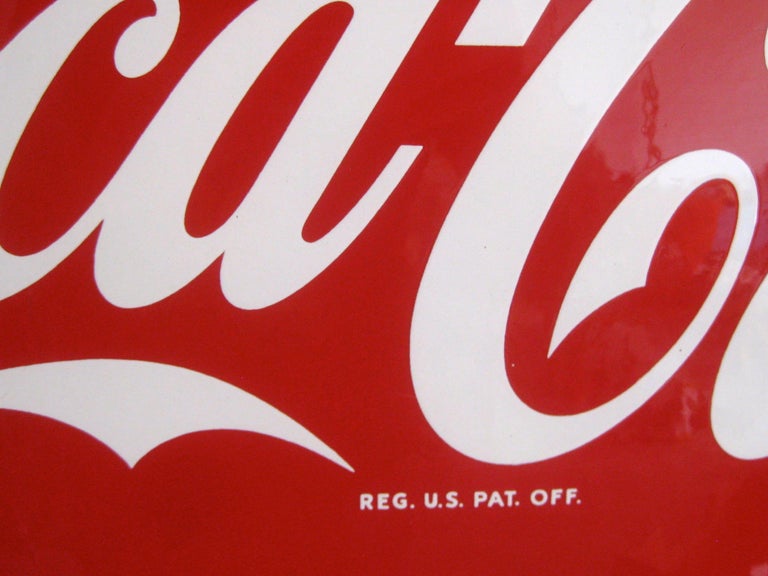 Original 1950s Coca-Cola Coke Porcelain Store Advertising Button Sign ...