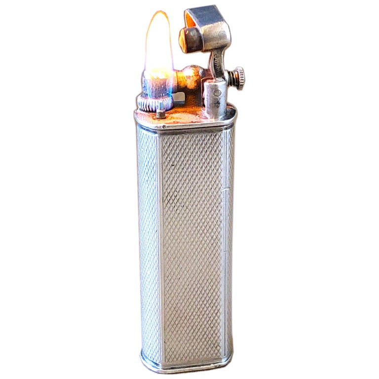 Original 1950s Dunhill Paris "Slim" Solid Silver Lighter at 1stDibs
