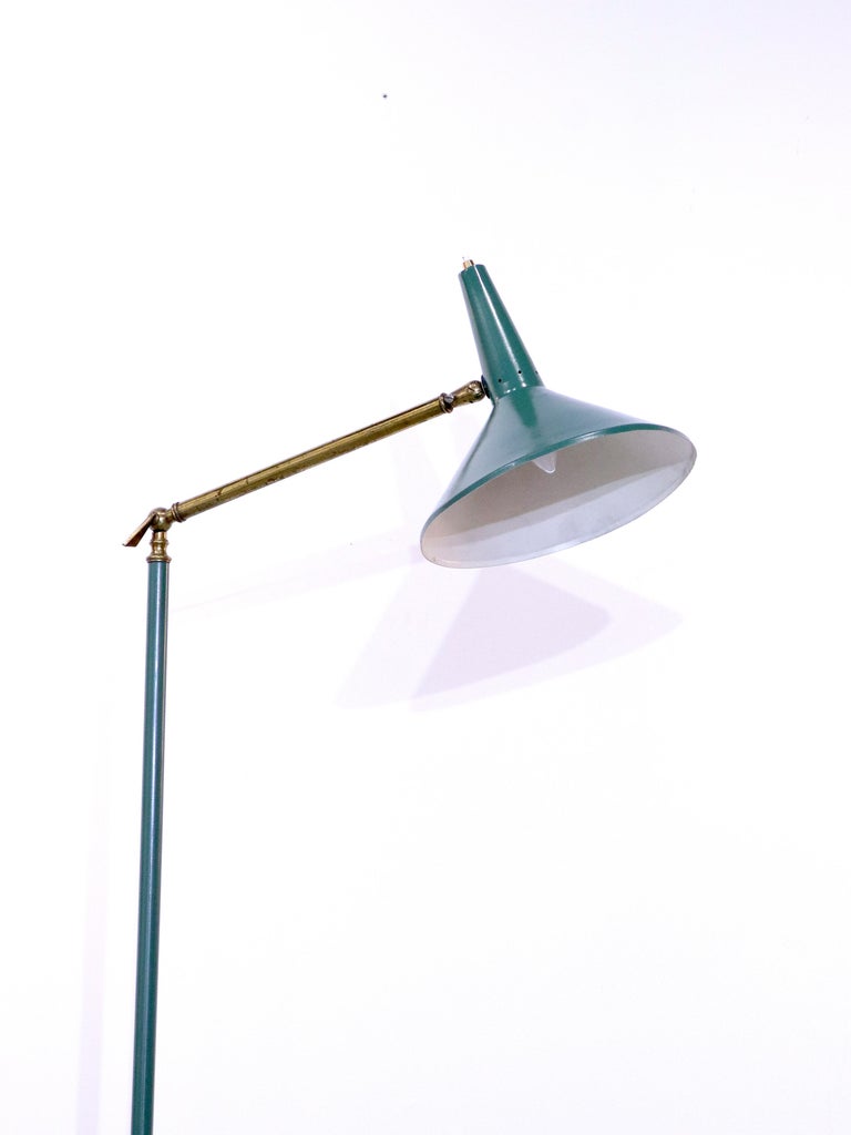 Original 1950s Italian Lamp, Brass with Green Enamel marble base For ...