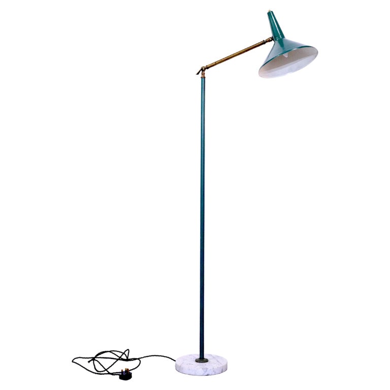Original 1950s Italian Lamp, Brass with Green Enamel marble base For ...
