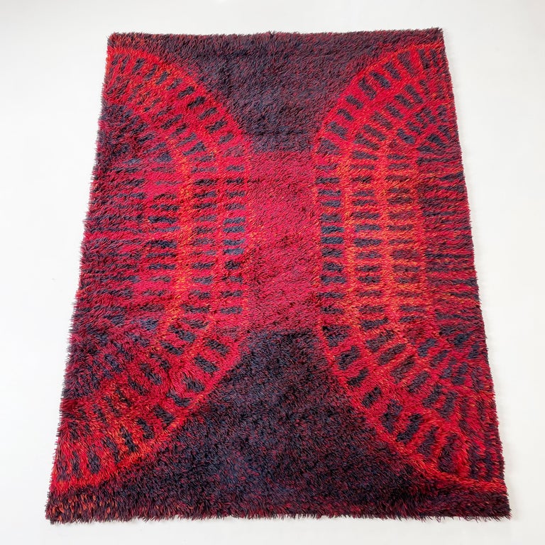 Original 1950s Scandinavian Rya Rug by Ritva Puotila for Finnrya Oy AB ...