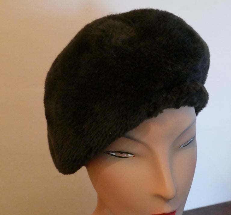 Original 1960s Fun Fur Beret Hat By Debenhams, Satin Lined For Sale at ...