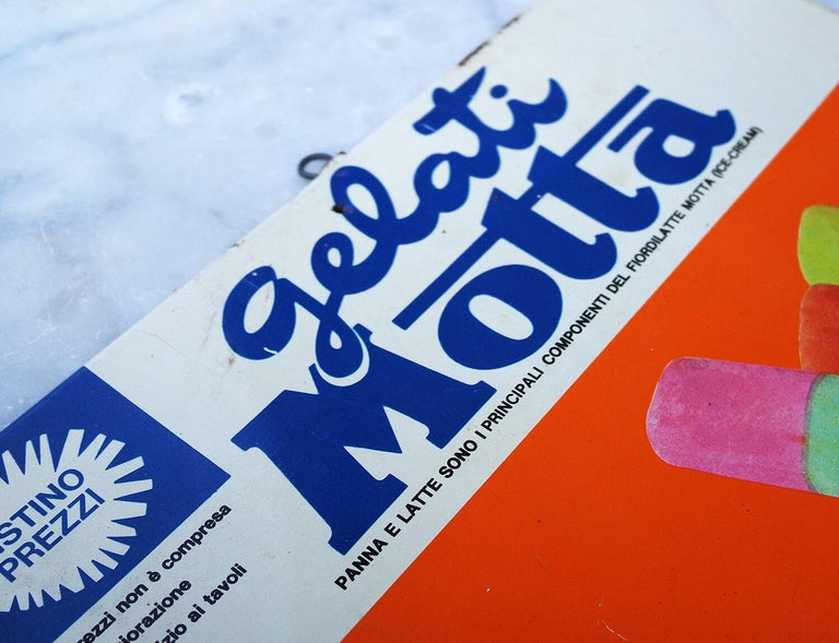 Original 1960s Italian Motta Gelato Sign For Sale at 1stDibs