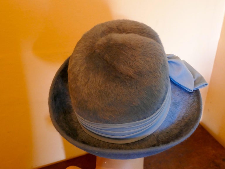 Original 1960s Jaunty Pale Blue Fedora Style Hat at 1stDibs