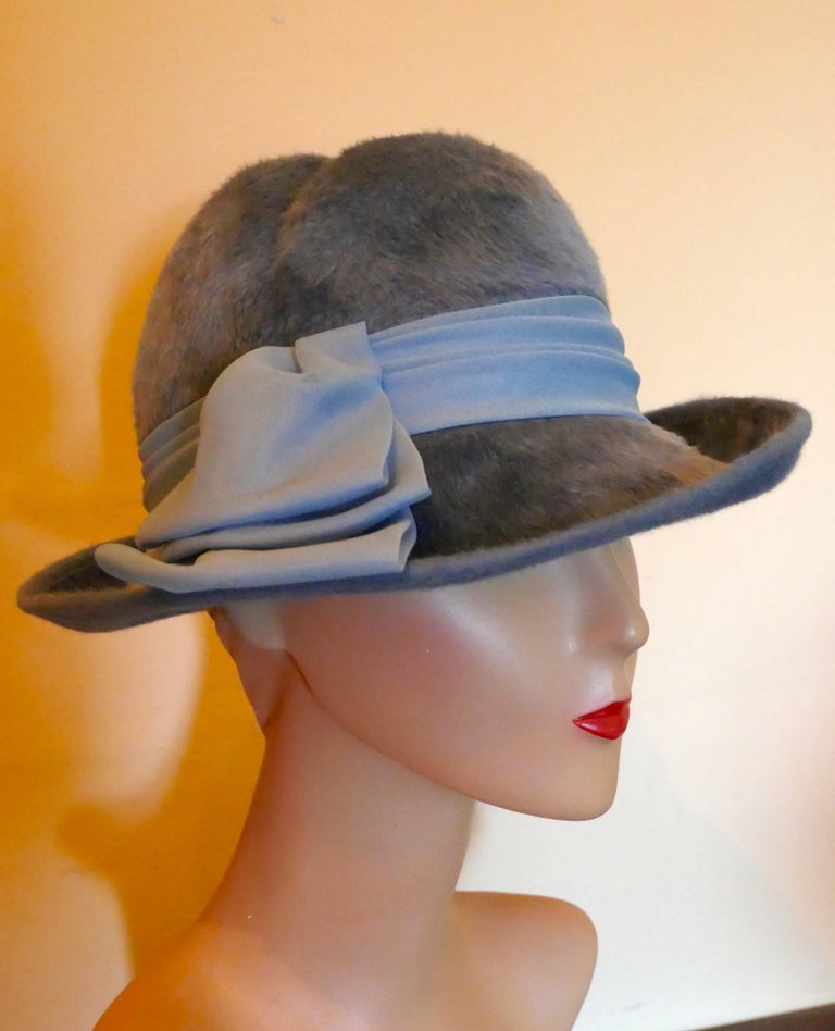 Original 1960s Jaunty Pale Blue Fedora Style Hat at 1stDibs