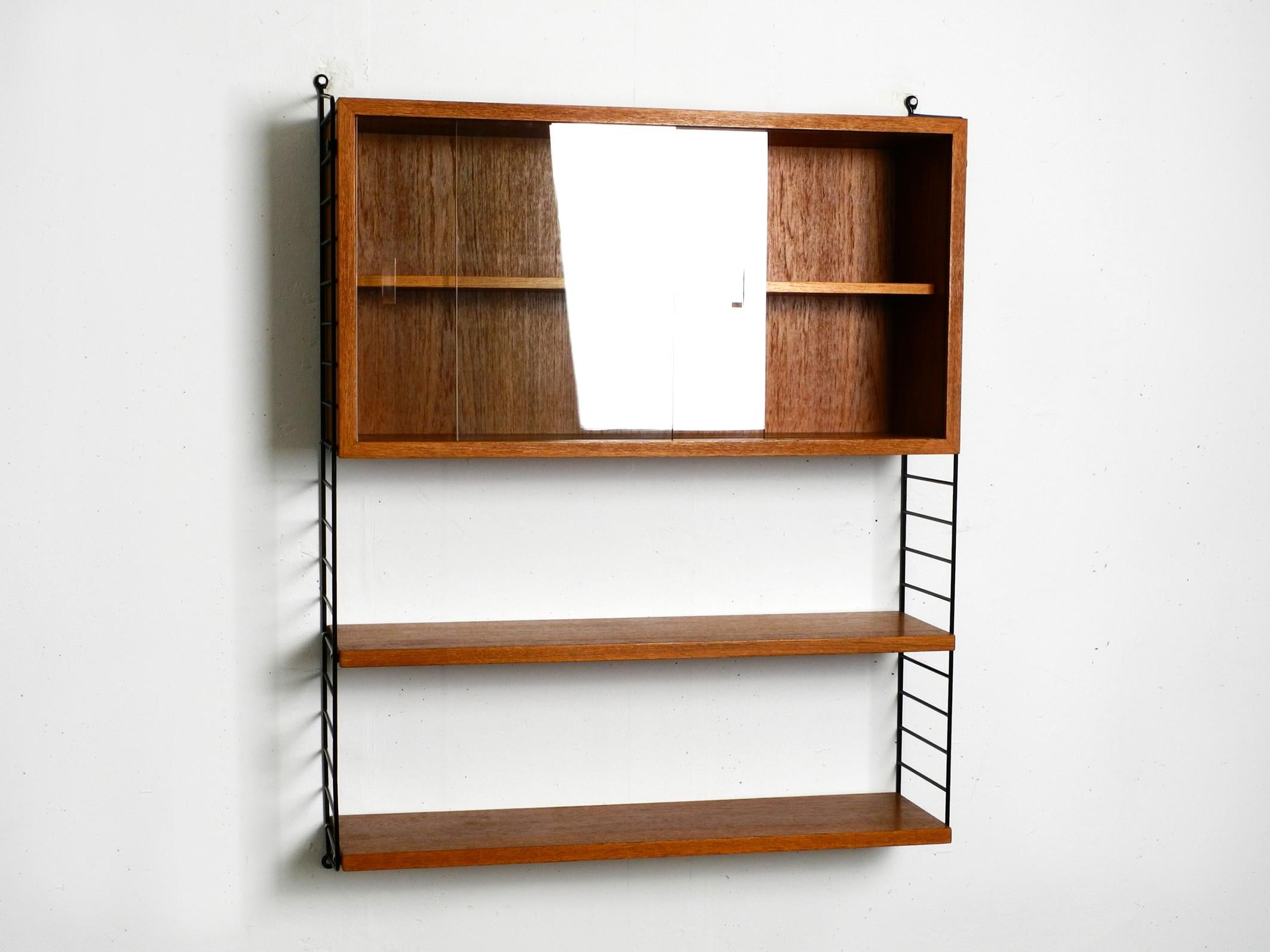 Original 1960s Nisse Strinning Teak String Shelf with Sliding Glass ...