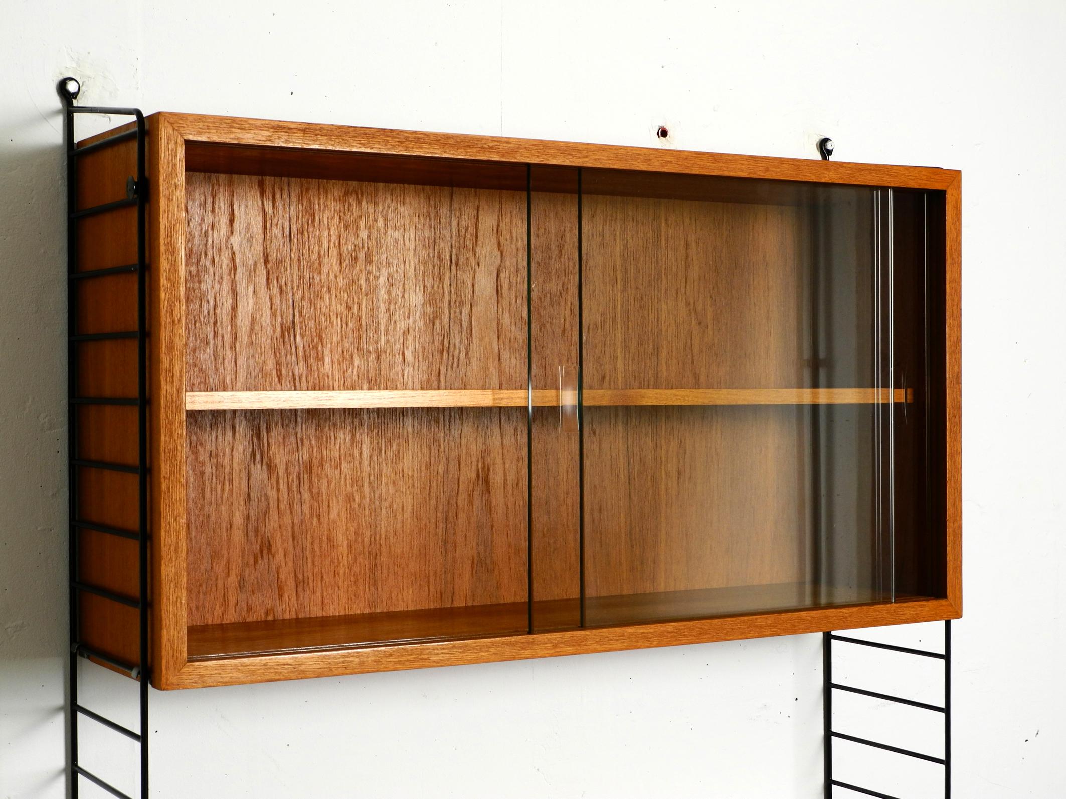 Original 1960s Nisse Strinning Teak String Shelf with Sliding Glass ...