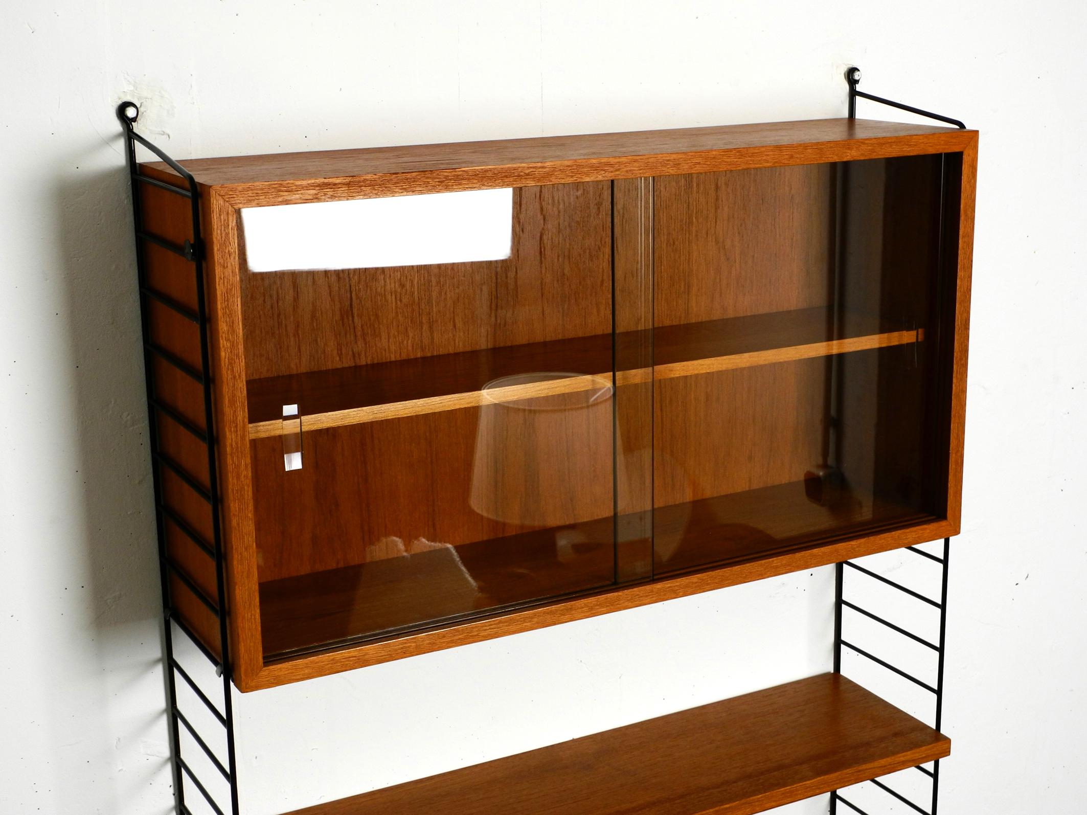 Original 1960s Nisse Strinning Teak String Shelf with Sliding Glass ...