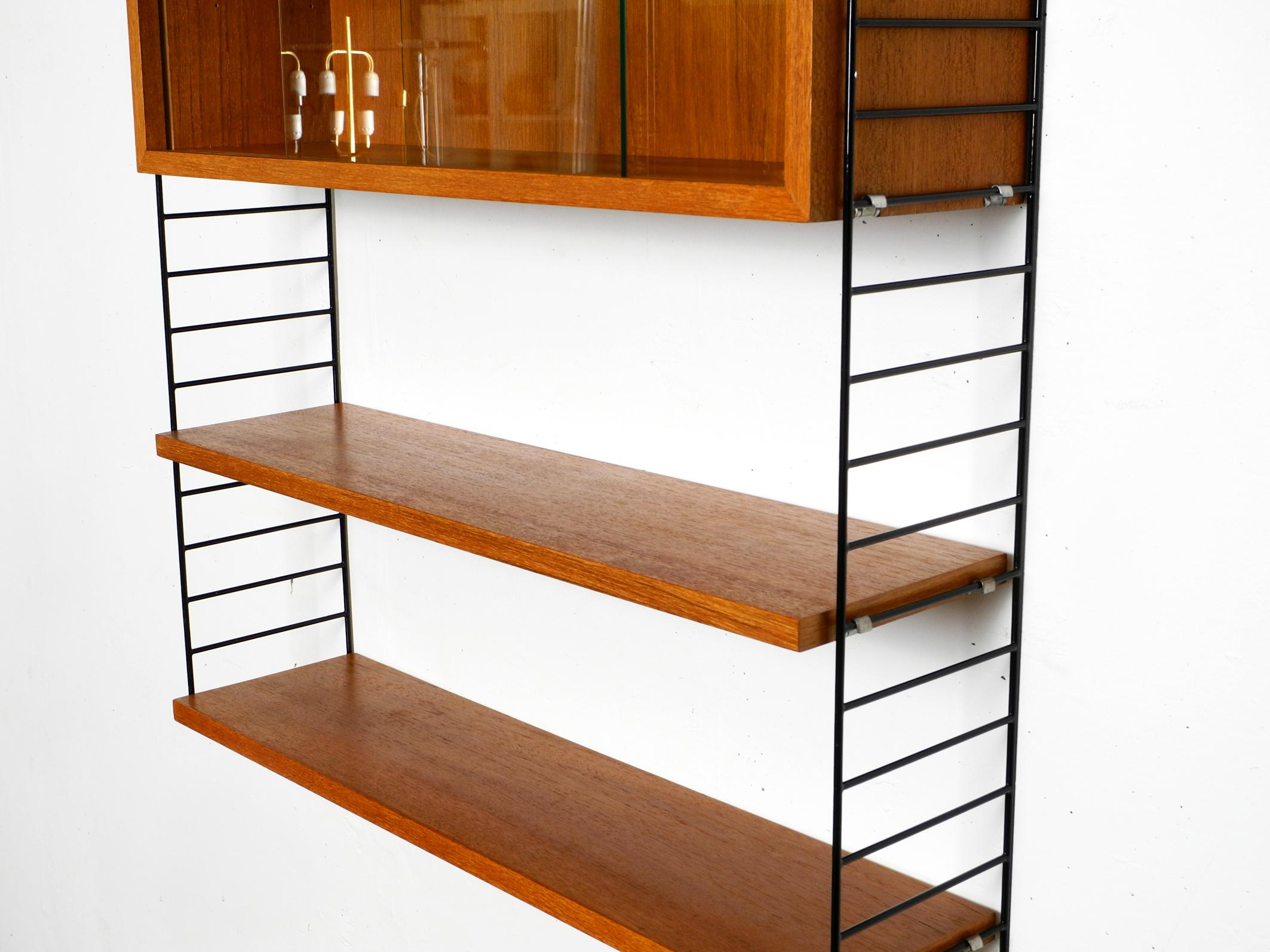 Original 1960s Nisse Strinning Teak String Shelf with Sliding Glass ...