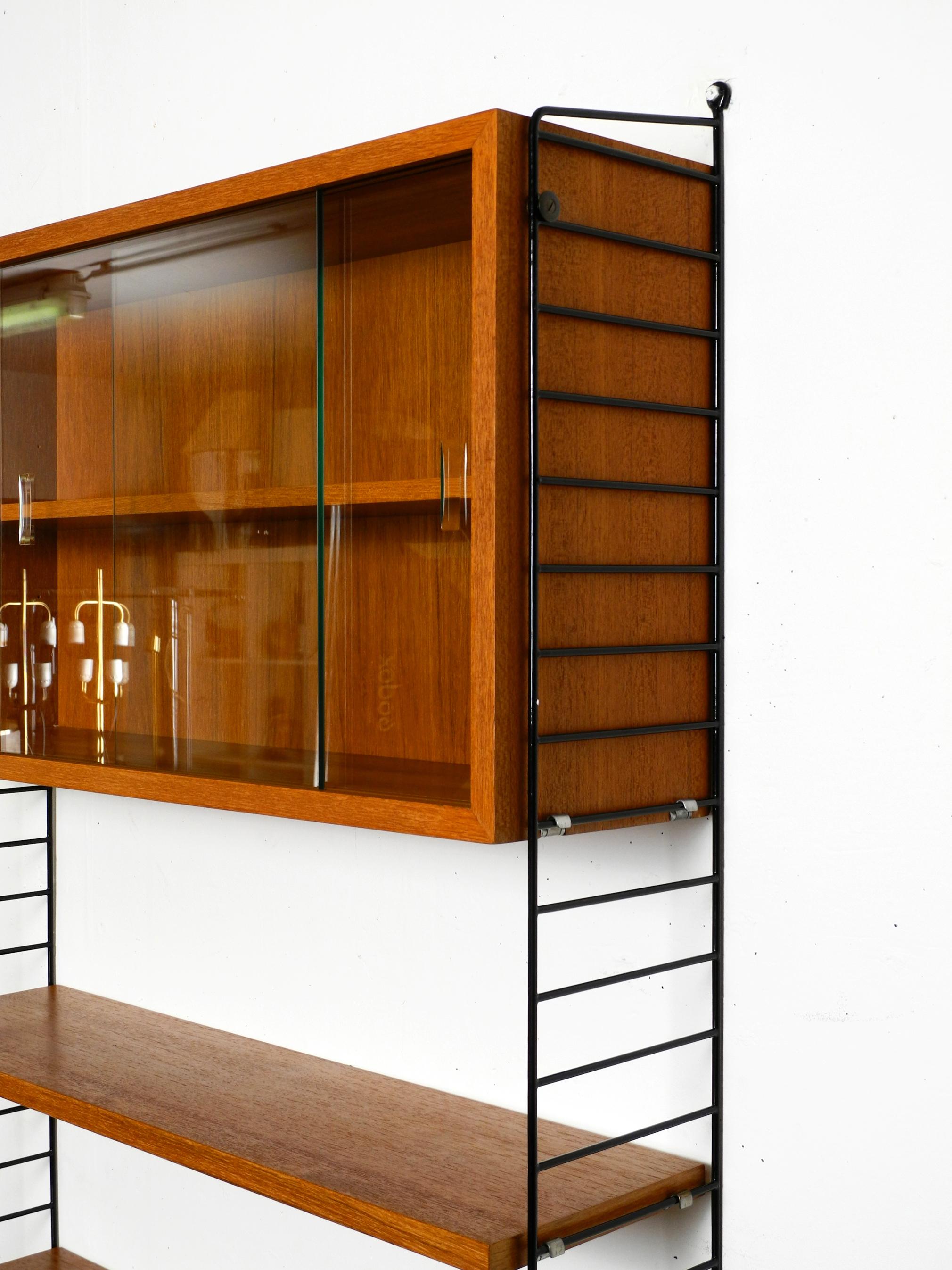 Original 1960s Nisse Strinning Teak String Shelf with Sliding Glass ...