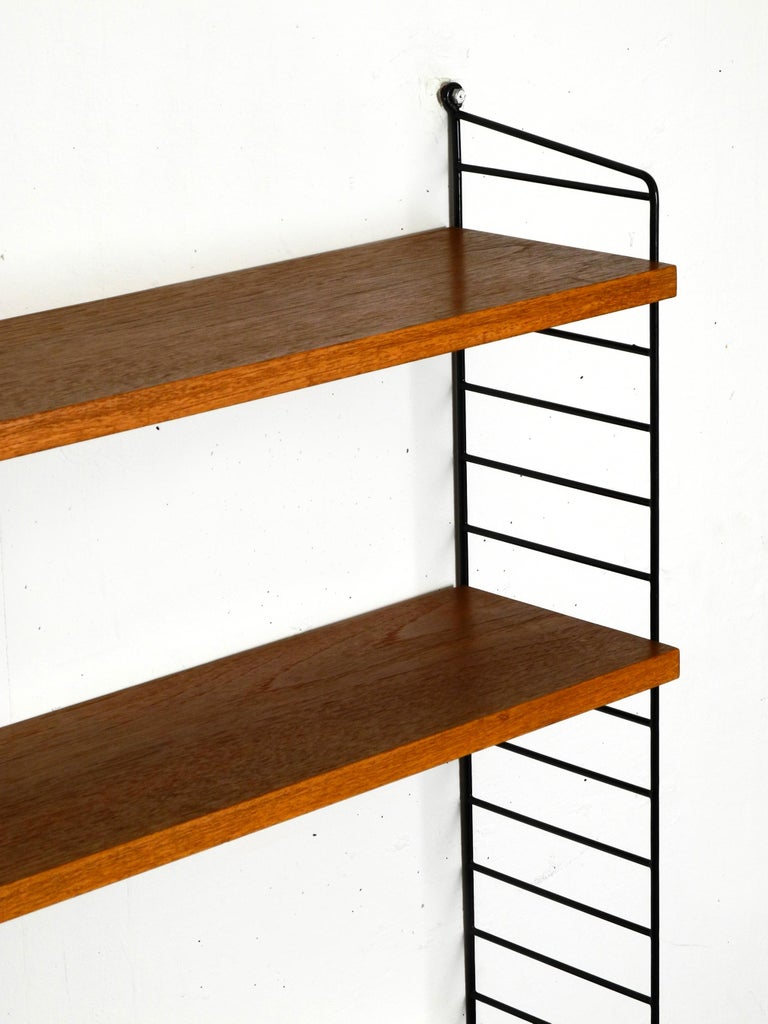 Original 1960s Teak Nisse Strinning Wall Hanging Shelf with 3 Shelves ...