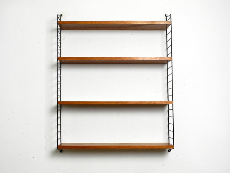 Original 1960s Teak Nisse Strinning Wall Hanging Shelf with 4 Shelves ...