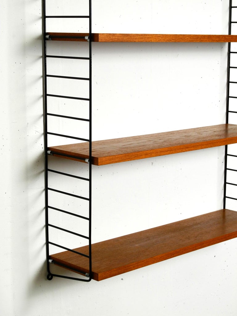 Original 1960s Teak Nisse Strinning Wall Hanging Shelf with 4 Shelves ...