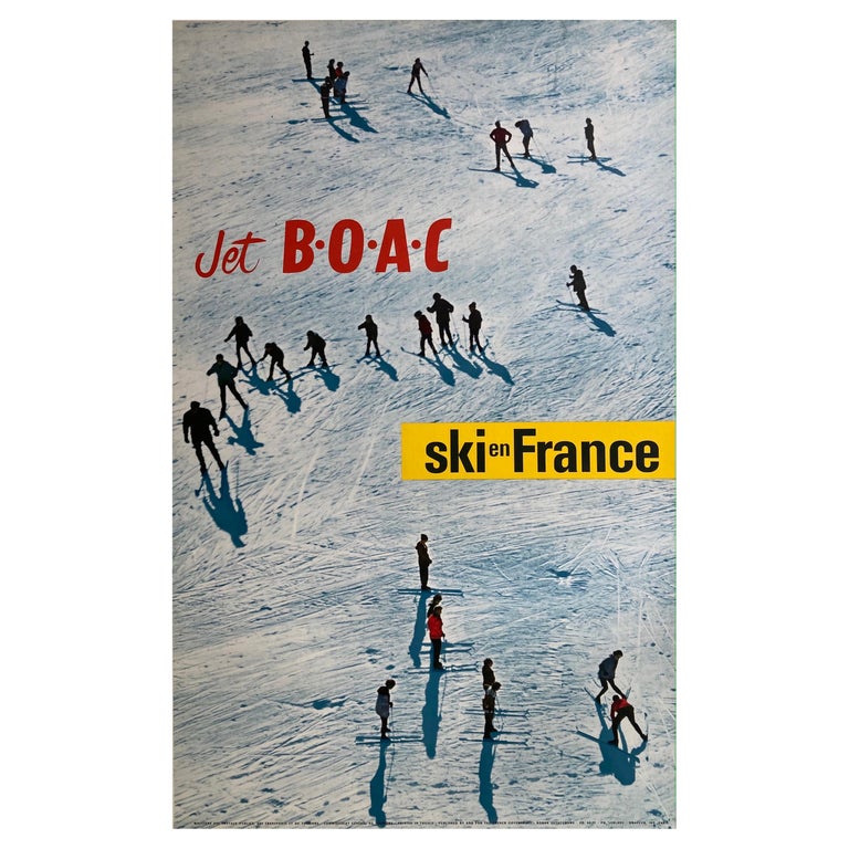 Original 1960s Vintage Travel Airline BOAC Ski Poster at 1stDibs