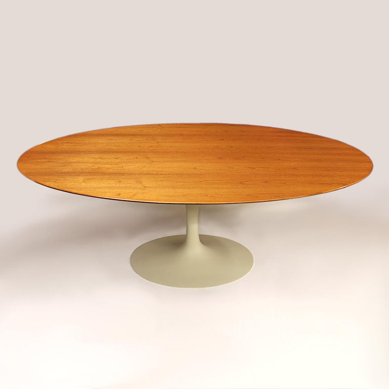 Original 1970 Oval Walnut Top Tulip Dining Table by Eero Saarinen for ...
