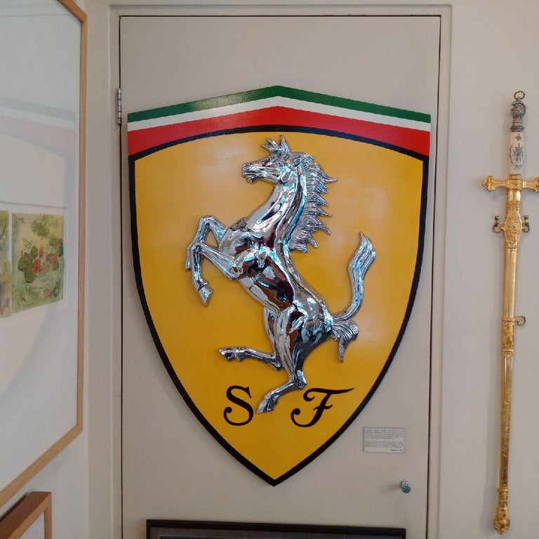 Original 1970s Chromed Bronze Relief of Ferrari's Cavallino Rampante at ...