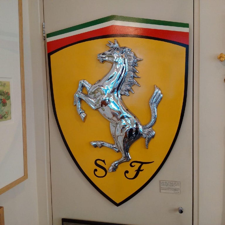 Original 1970s Chromed Bronze Relief of Ferrari's Cavallino Rampante at ...
