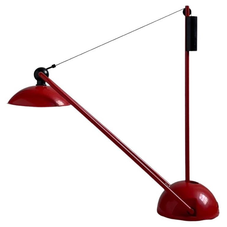 Original 1980s Vintage Table Lamp in Metal, Akcryl and Red Varnish For ...