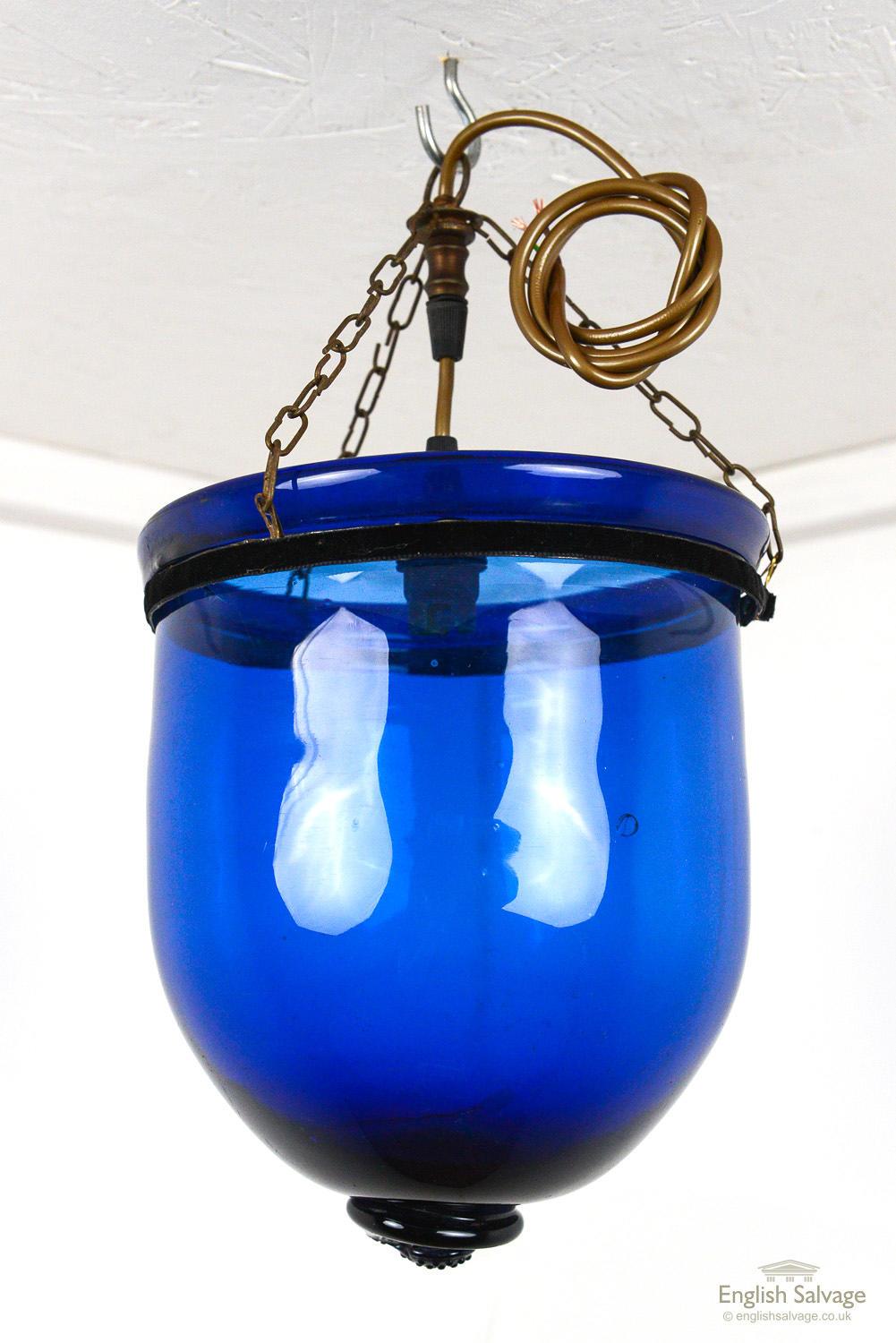 Original 19th Century Blue Glass Hundi Light For Sale at 1stDibs