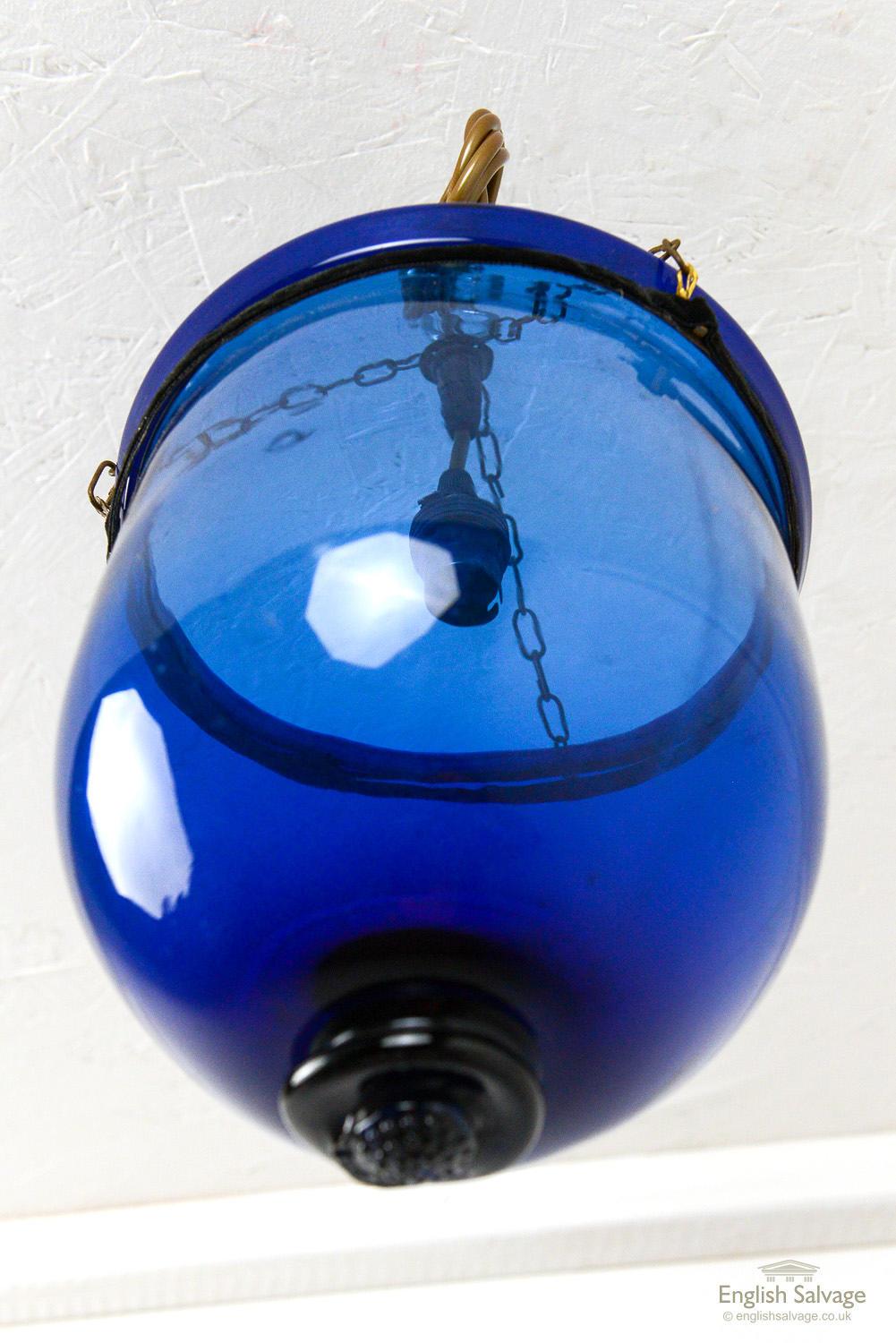Original 19th Century Blue Glass Hundi Light For Sale at 1stDibs