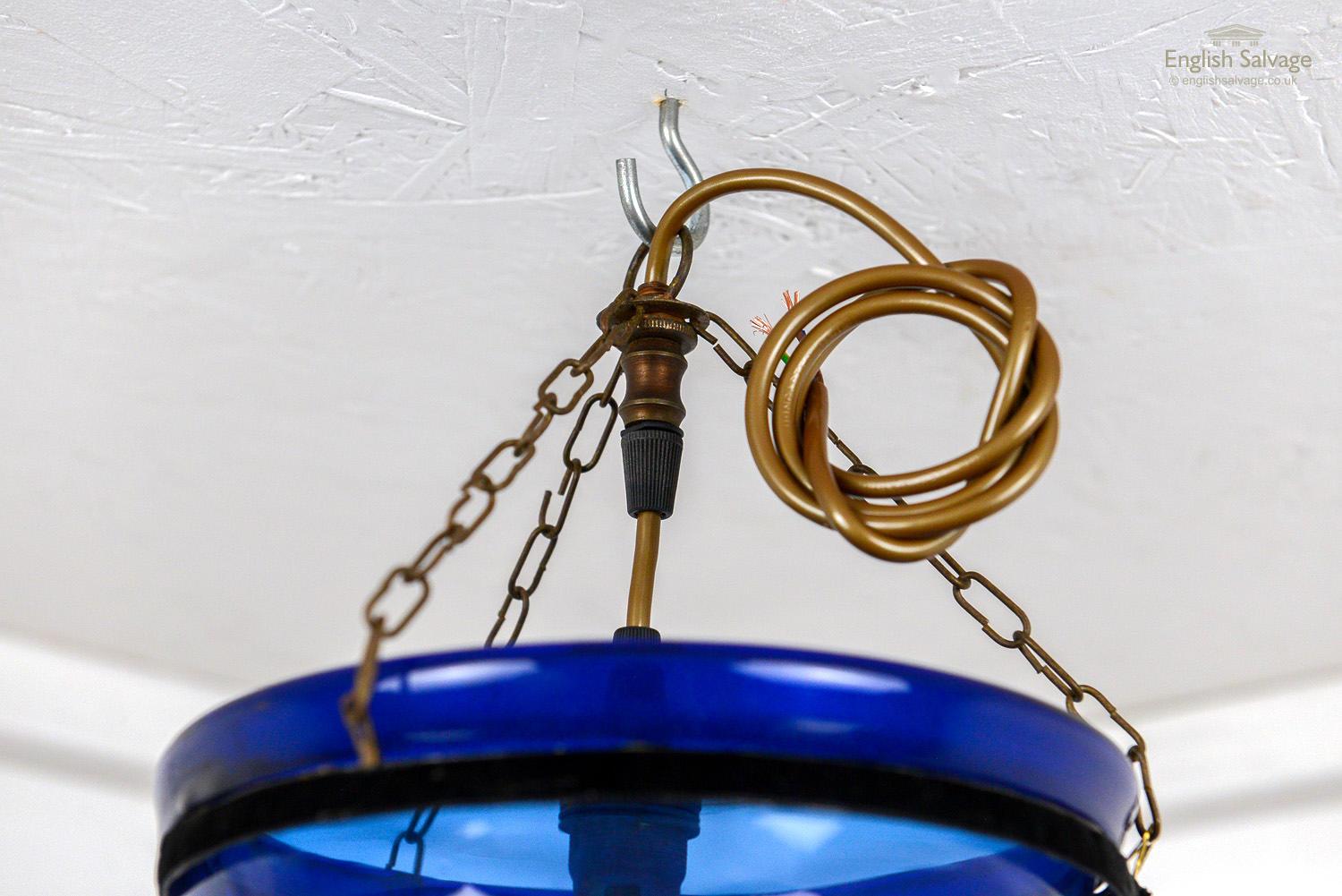 Original 19th Century Blue Glass Hundi Light For Sale at 1stDibs