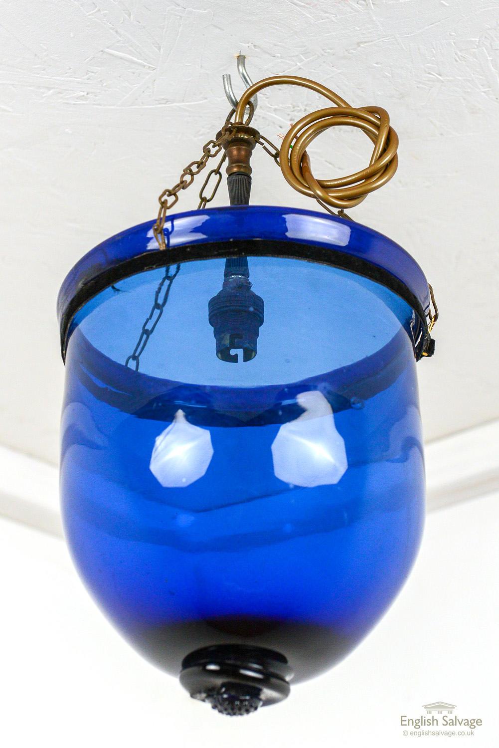 Original 19th Century Blue Glass Hundi Light For Sale at 1stDibs