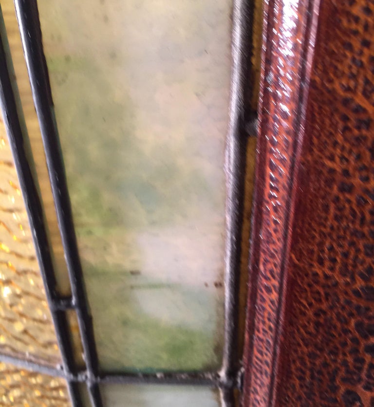 Original 19th Century Stained Glass Panel With Wood Frame For Sale At