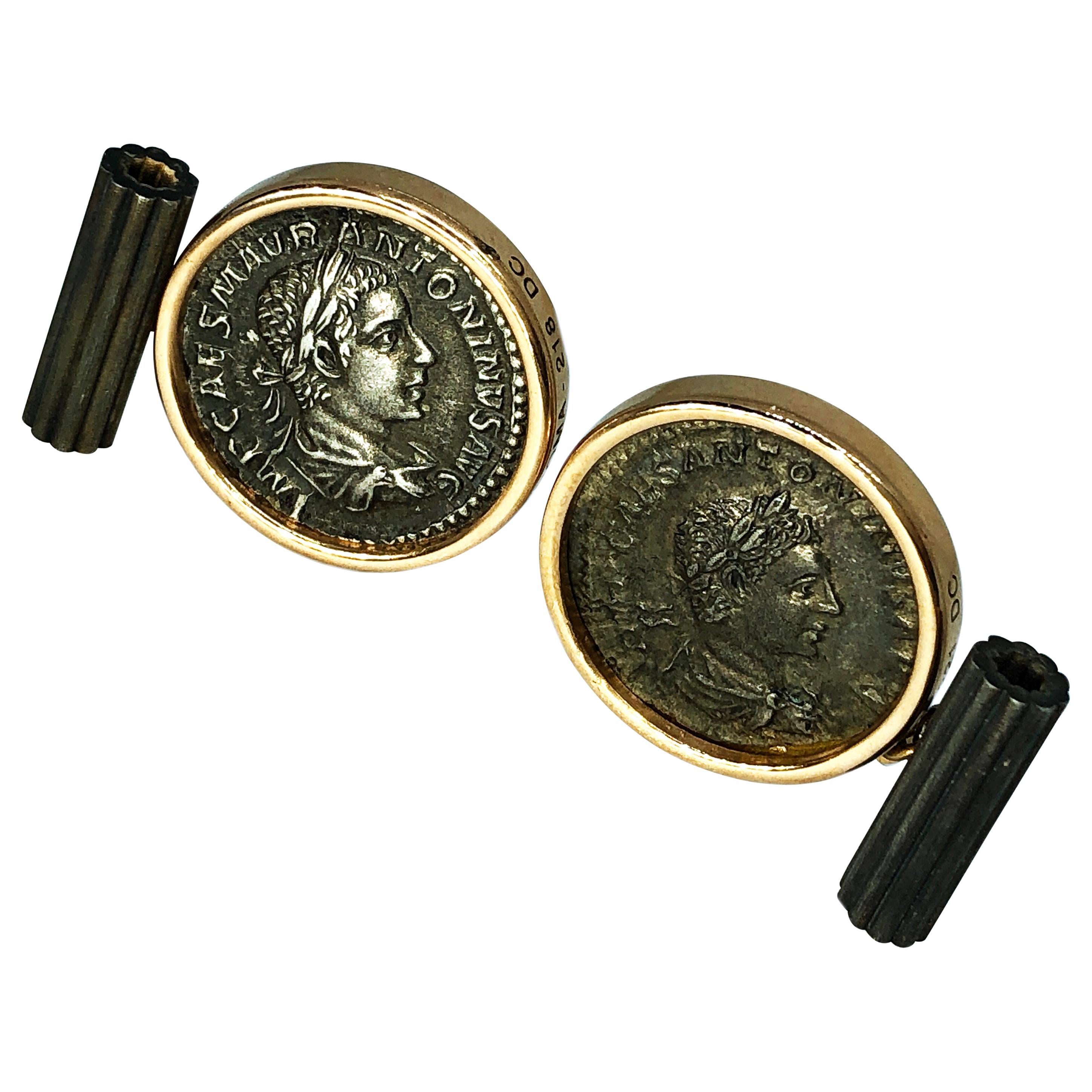 Roman Coin Gold Cufflinks For Sale at 1stDibs