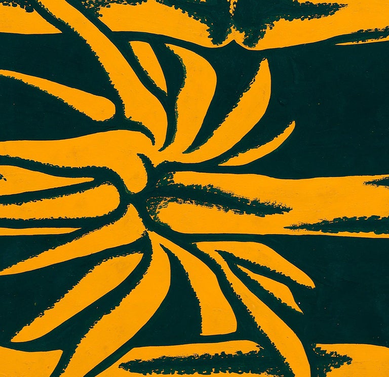 Original 70's Hand Painted Textile Design Gouache Orange and Green ...