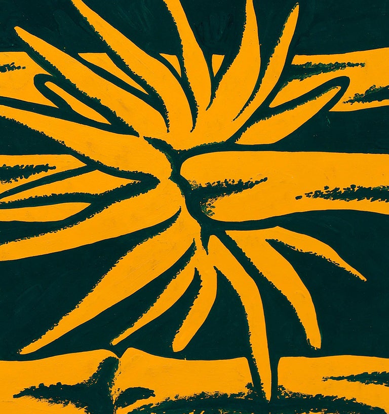 Original 70's Hand Painted Textile Design Gouache Orange and Green ...