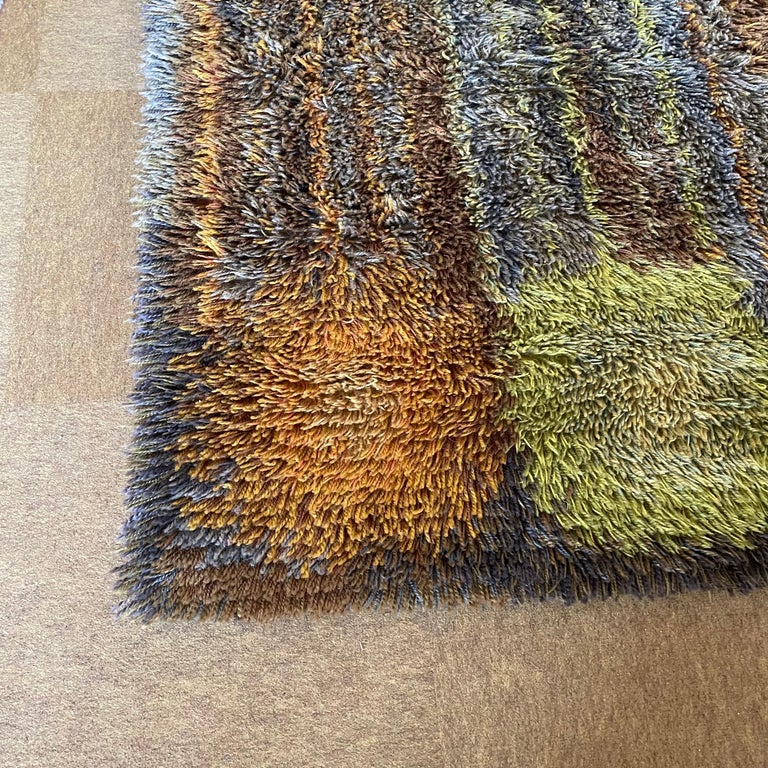 Original Abstract Scandinavian High Pile Abstract Rya Rug Carpet ...