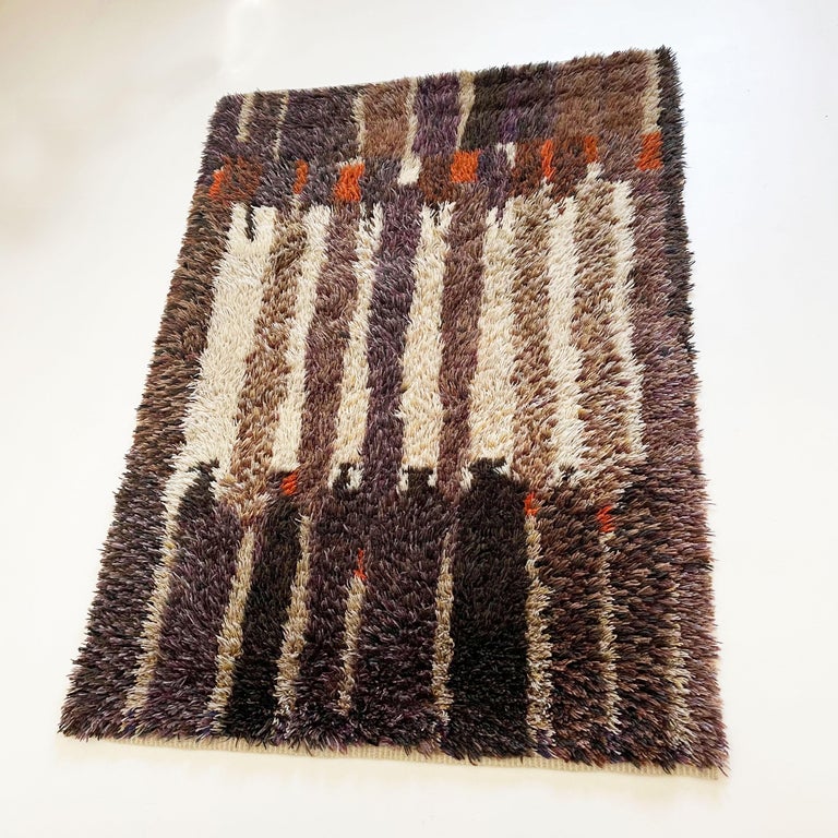 Original Abstract Scandinavian High Pile Abstract Rya Rug Carpet ...