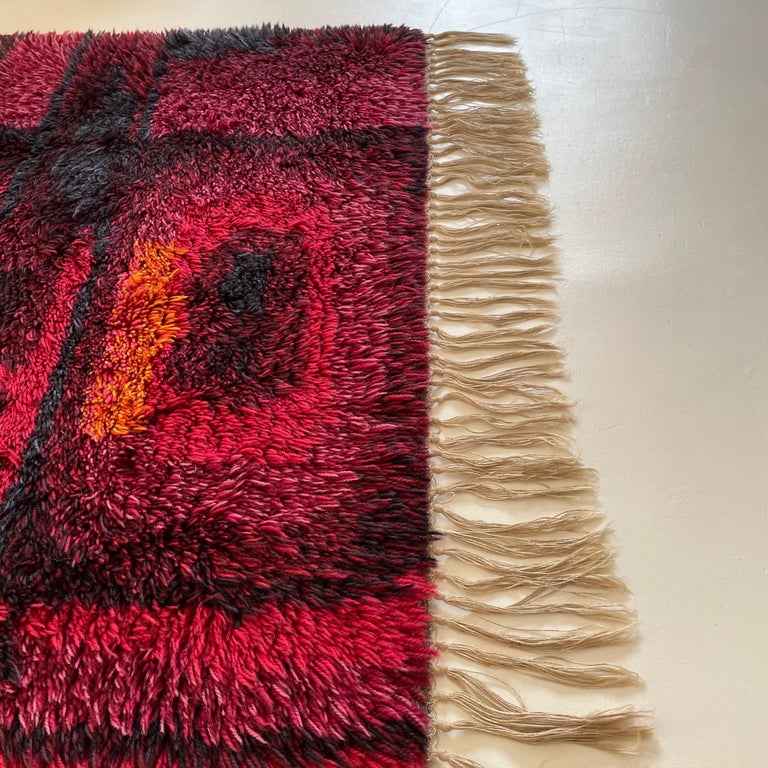 Original Abstract Scandinavian High Pile Abstract Rya Rug Carpet ...