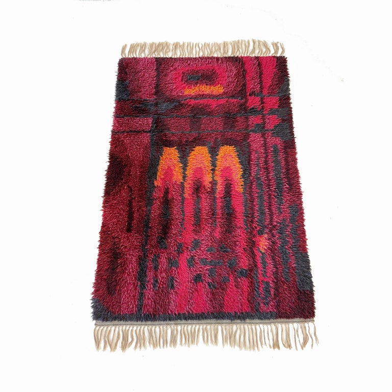 Original Abstract Scandinavian High Pile Abstract Rya Rug Carpet ...