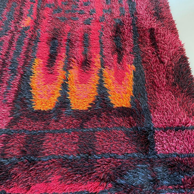 Original Abstract Scandinavian High Pile Abstract Rya Rug Carpet ...