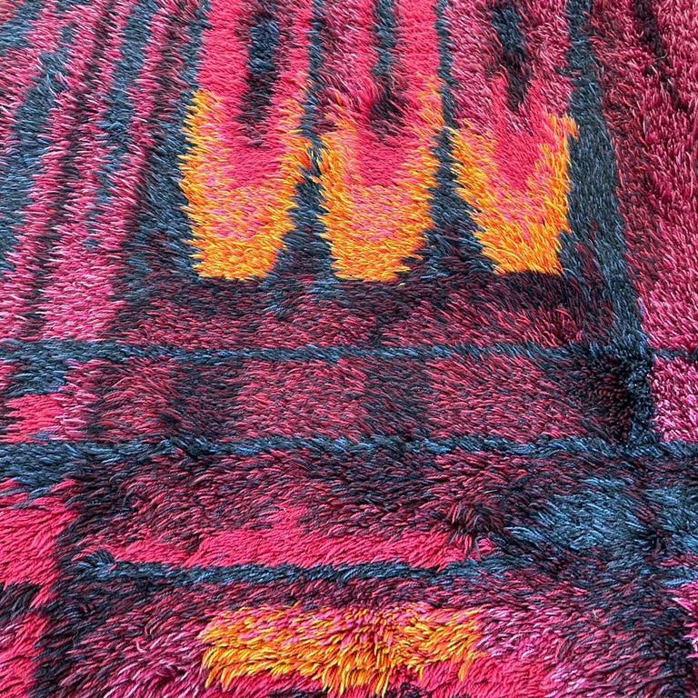 Original Abstract Scandinavian High Pile Abstract Rya Rug Carpet ...