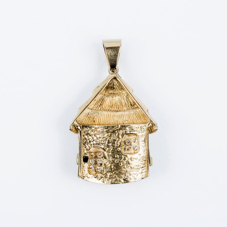 Original African House in 18 Karat Gold Diamonds and Color Enamel ...