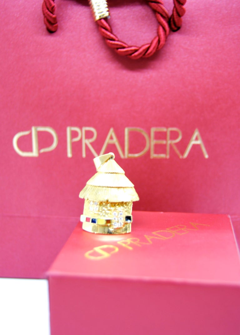 Original African House in 18 Karat Gold Diamonds and Color Enamel ...