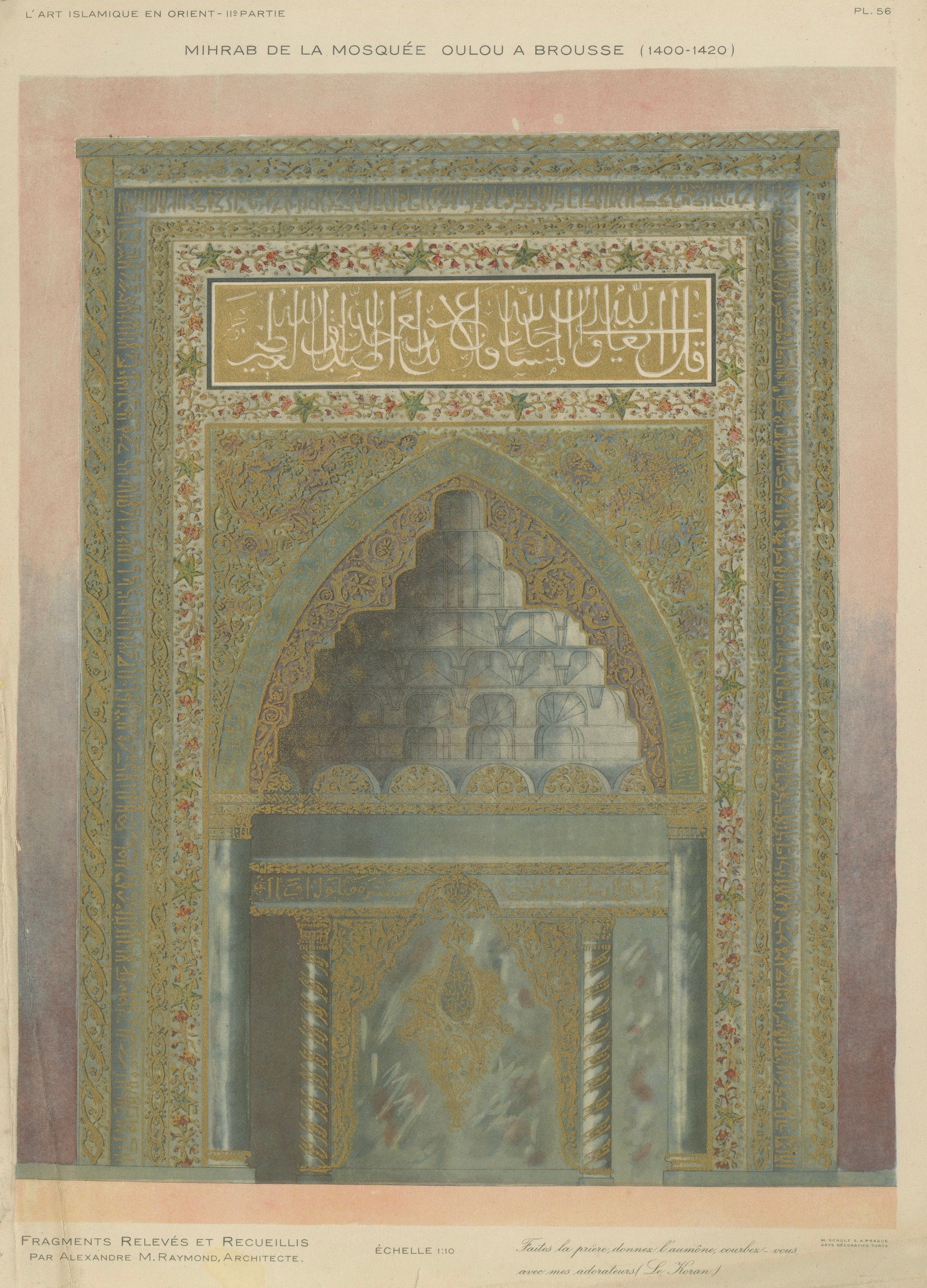Original Alexandre Raymond Lithograph of the Ulu Mosque Mihrab, Bursa ...