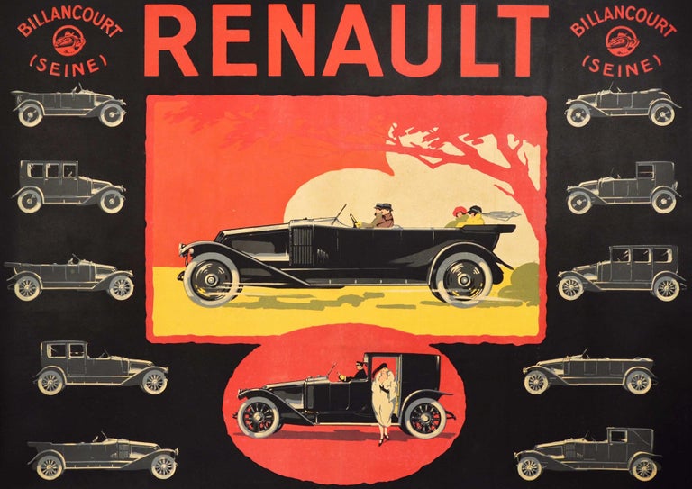 Original Antique Advertising Poster Renault Billancourt Seine Classic ...