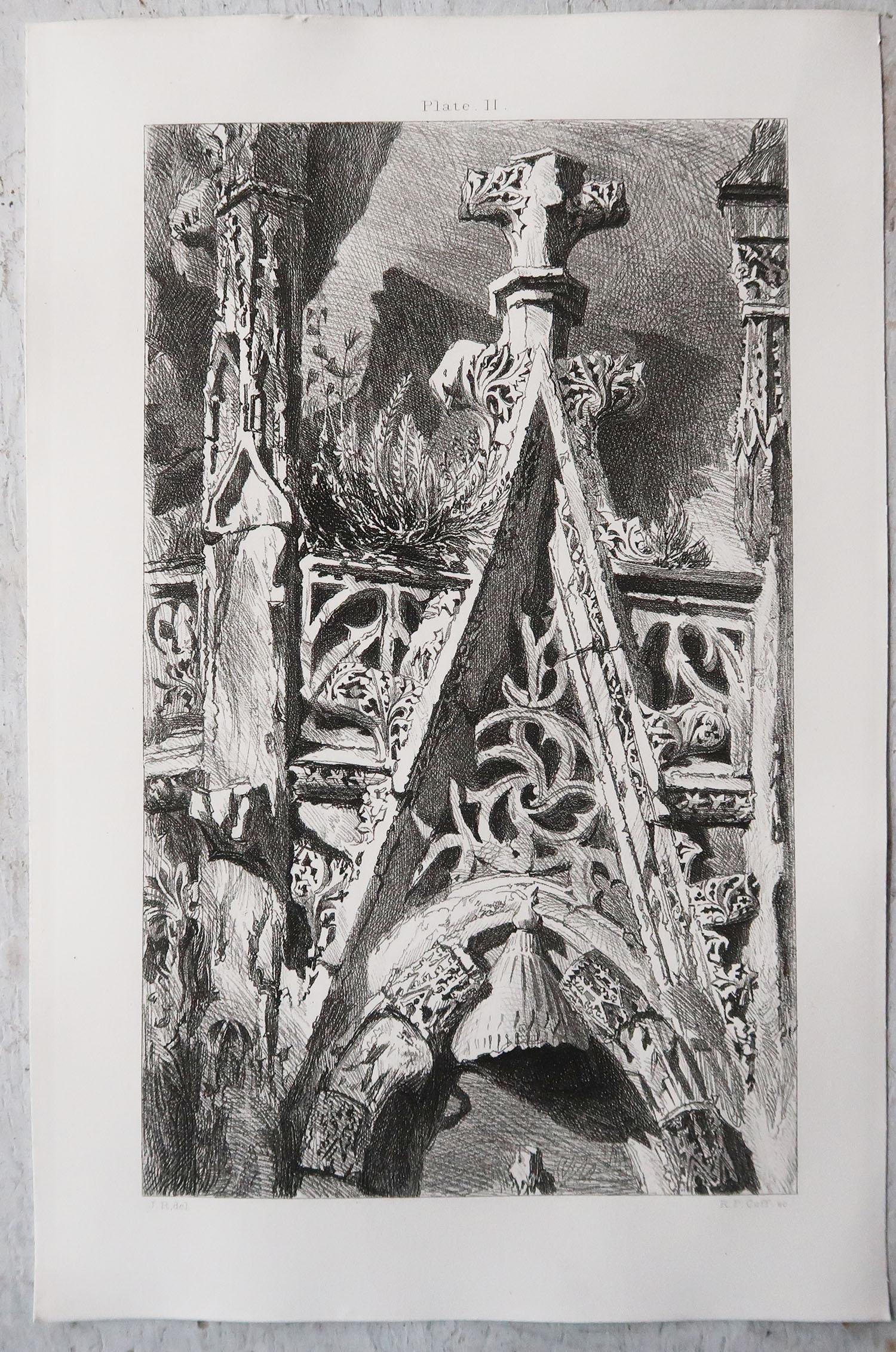 Original Antique Architectural Print by John Ruskin, circa 1880 'St. Lo ...