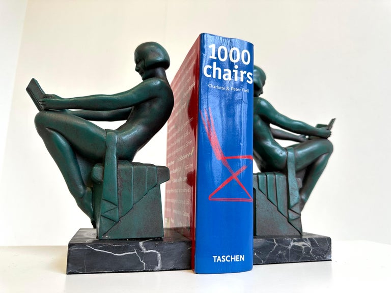 Original Antique Art Deco “Délassement” Bookends by Max Le Verrier ...