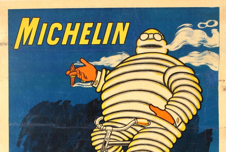 Original Antique Bibendum Michelin Man Poster - Michelin Pneu Velo ...