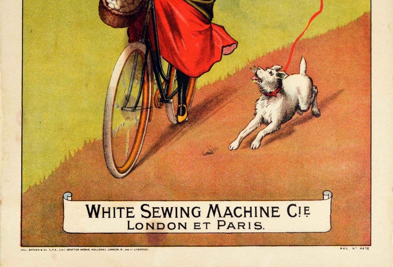 Original Antique Bicycle Poster White Cycles White Sewing Machine ...