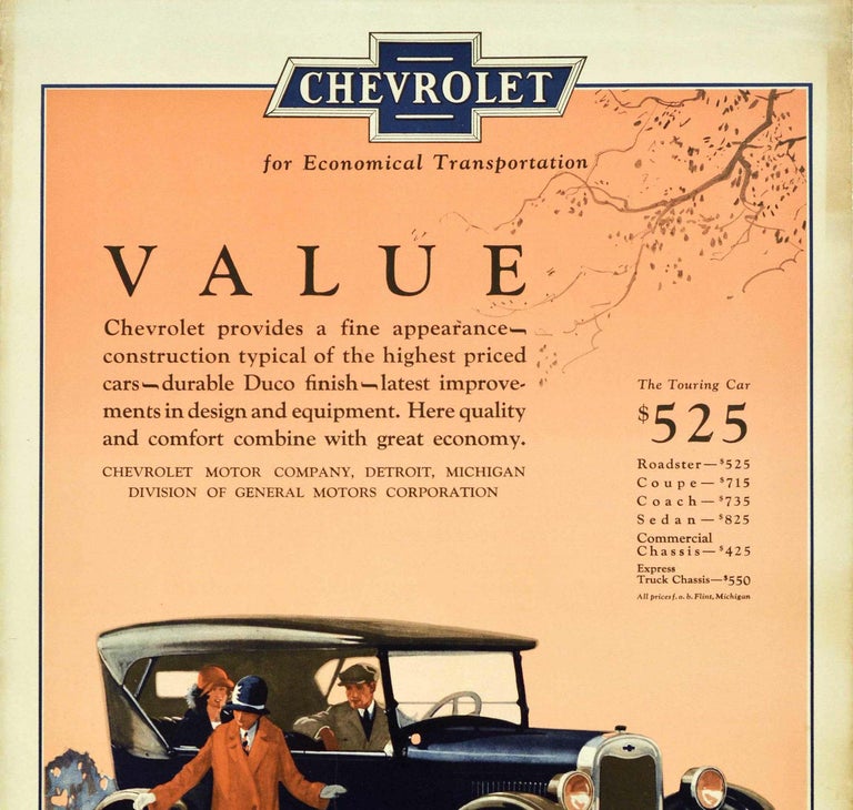Original Antique Car Advertising Poster Chevrolet Automobile General ...