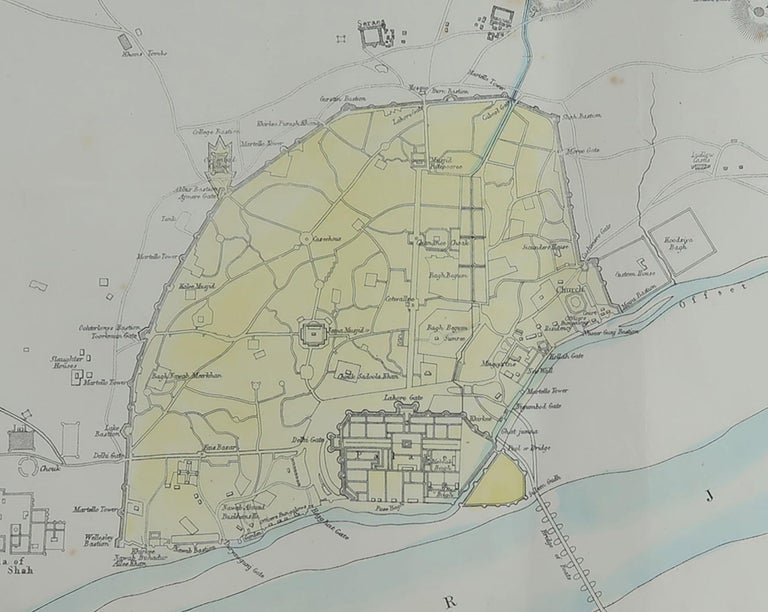 Original Antique City Plan of Delhi, India, 1861 For Sale at 1stDibs
