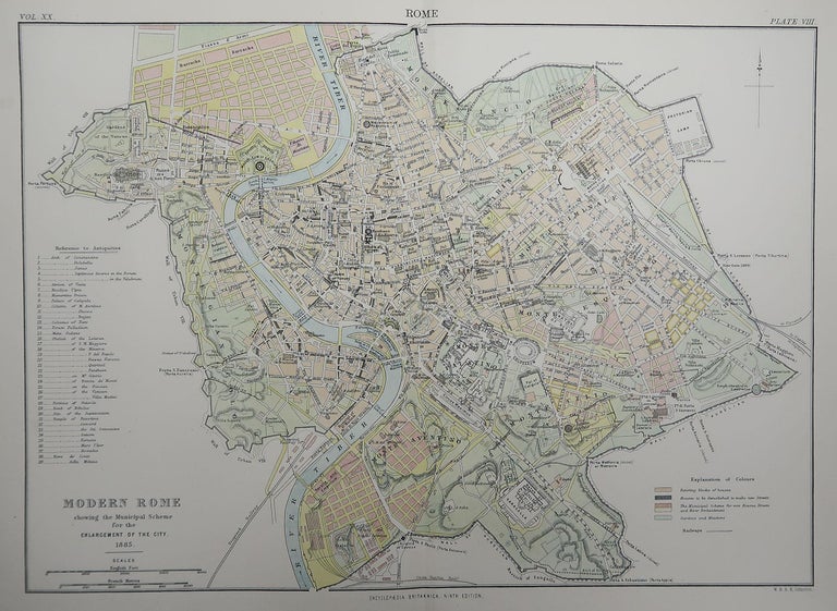 Antiker Stadtplan von Rom, Italien, 1889 bei 1stDibs