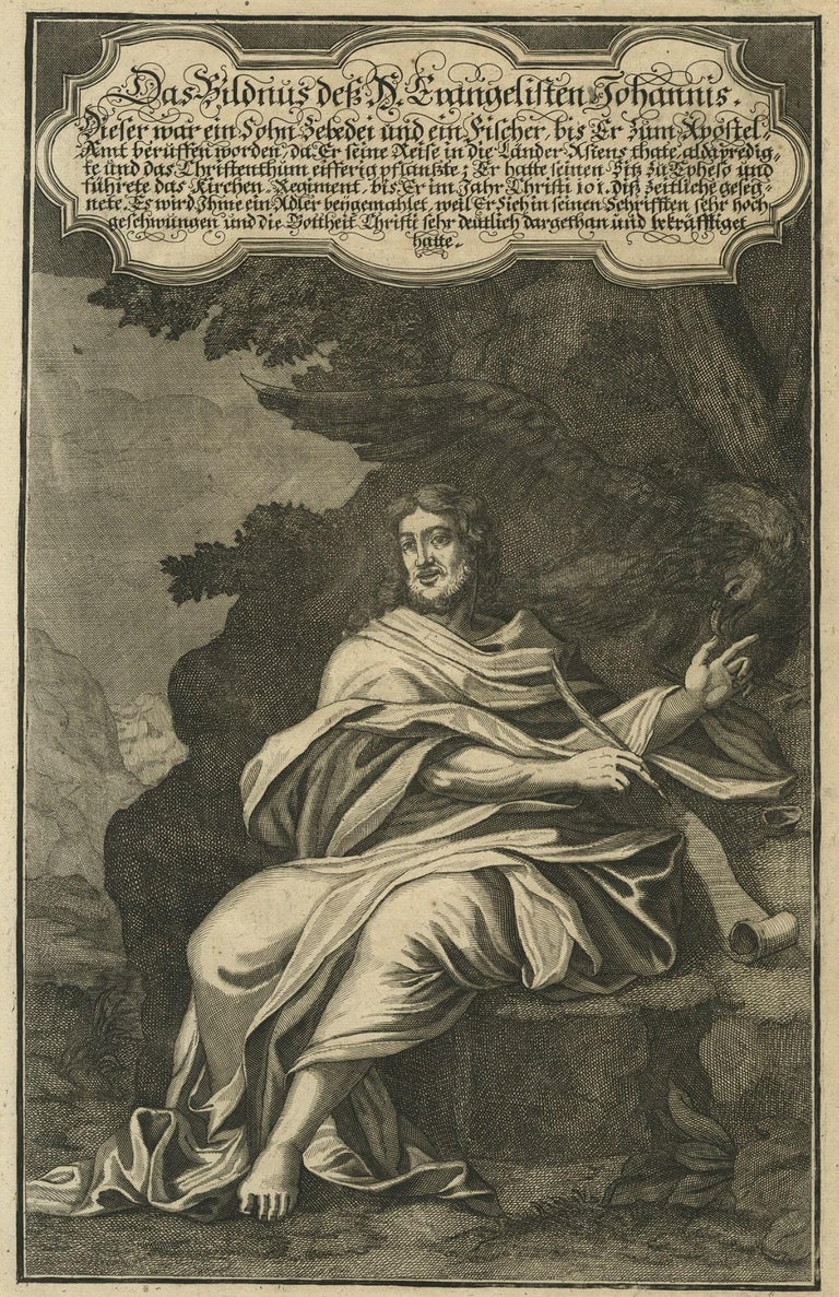 Original Antique Copper Engraving of a Portrait of John the Evangelist ...
