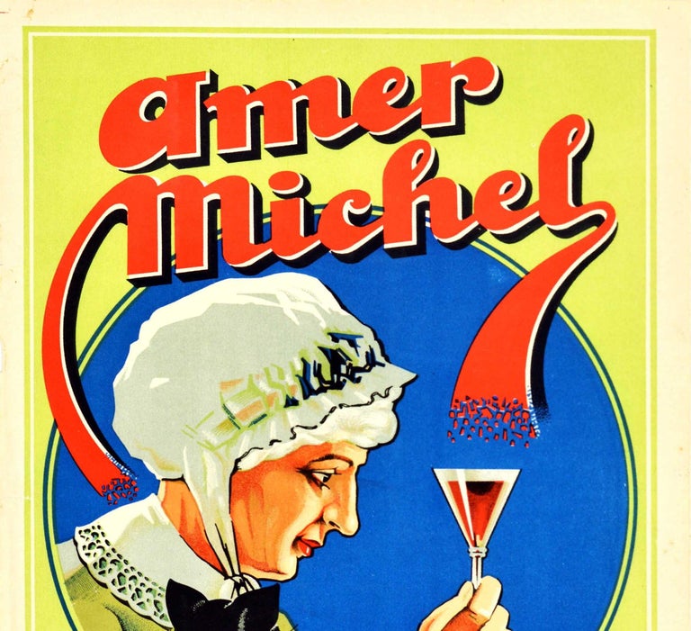 Original Antique Drink Poster For Amer Michel C'Est Mon Aperitif Black ...